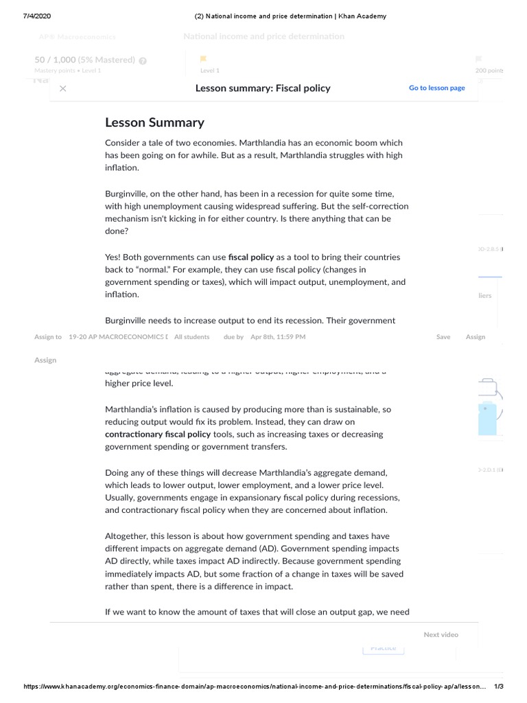 National Income and Price Determination | PDF | Fiscal Policy ...