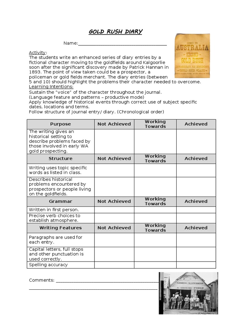 Gold Rush Diary Rubric 2017 | PDF