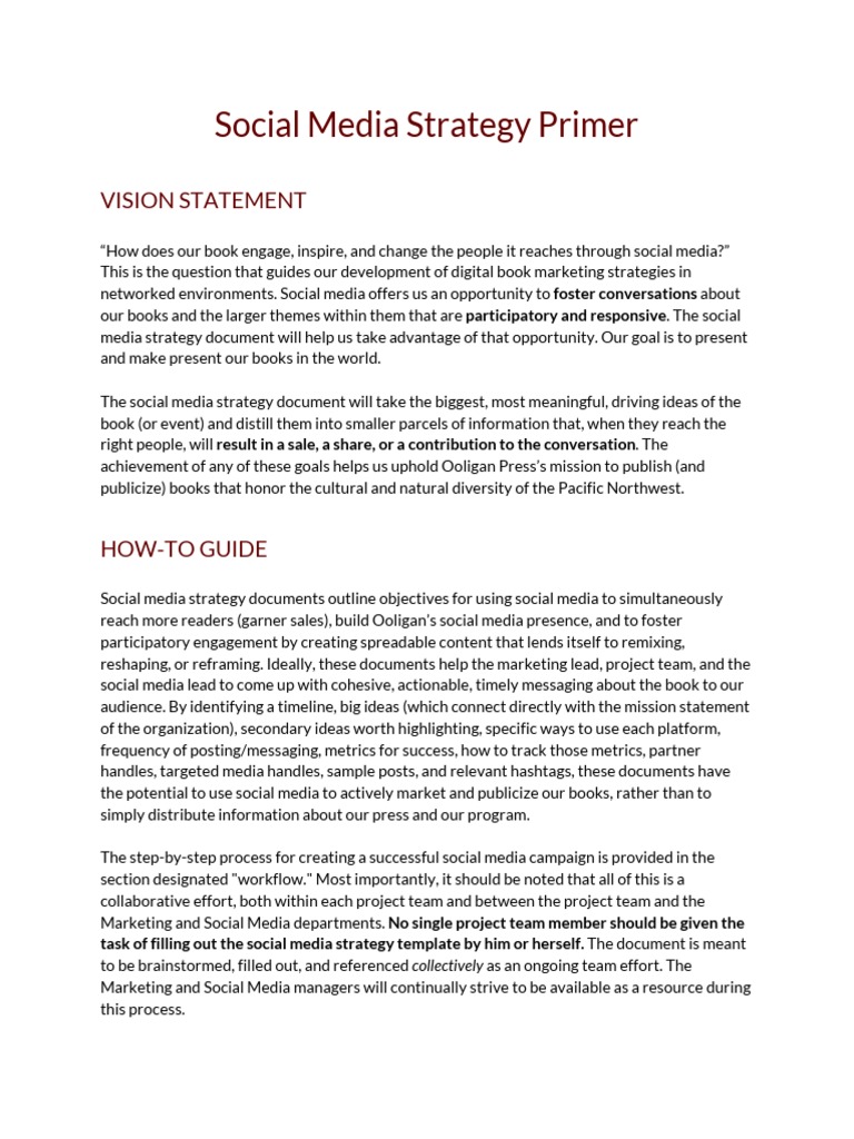 Social Media Strategy Primer: Vision Statement | PDF | Hashtag | Social ...
