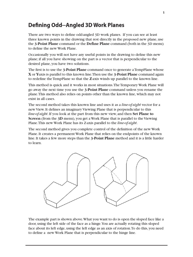 Defining Odd - Angled 3D Work Planes: 3-Point Plane Define Plane | PDF ...