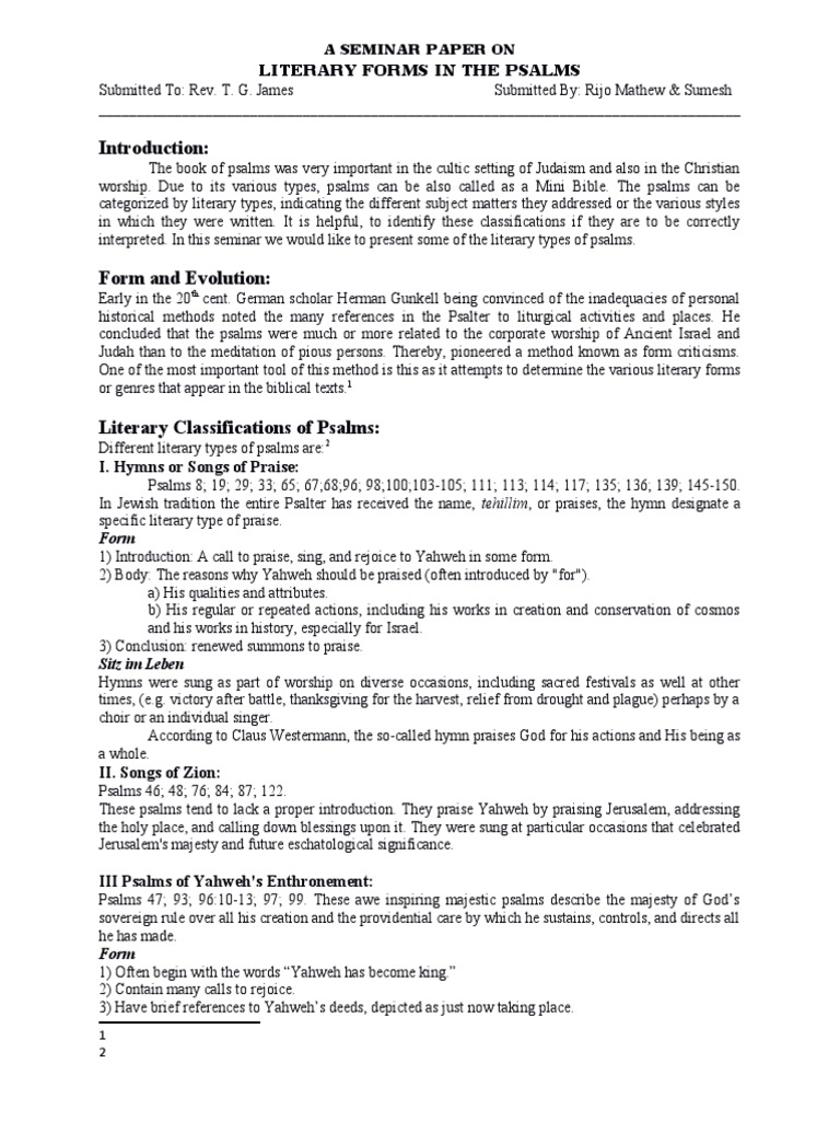 Literary Structure of Psalms | PDF | Psalms | Yahweh