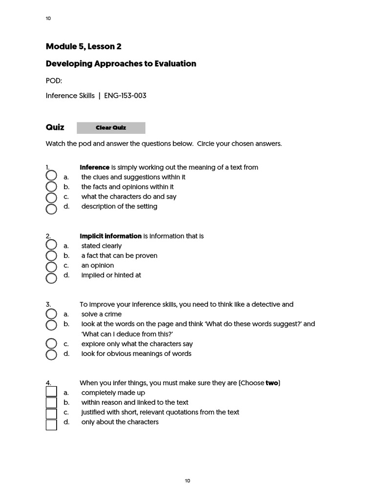 Achieve English Module 5 Lesson 2 Workbook PDF | Download Free PDF | Writers | Word