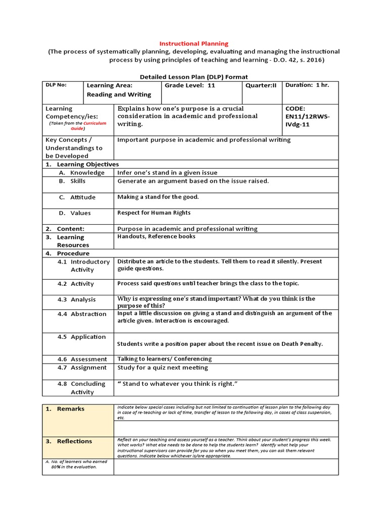 instructional-planning-dlp-no-lesson-plan-learning