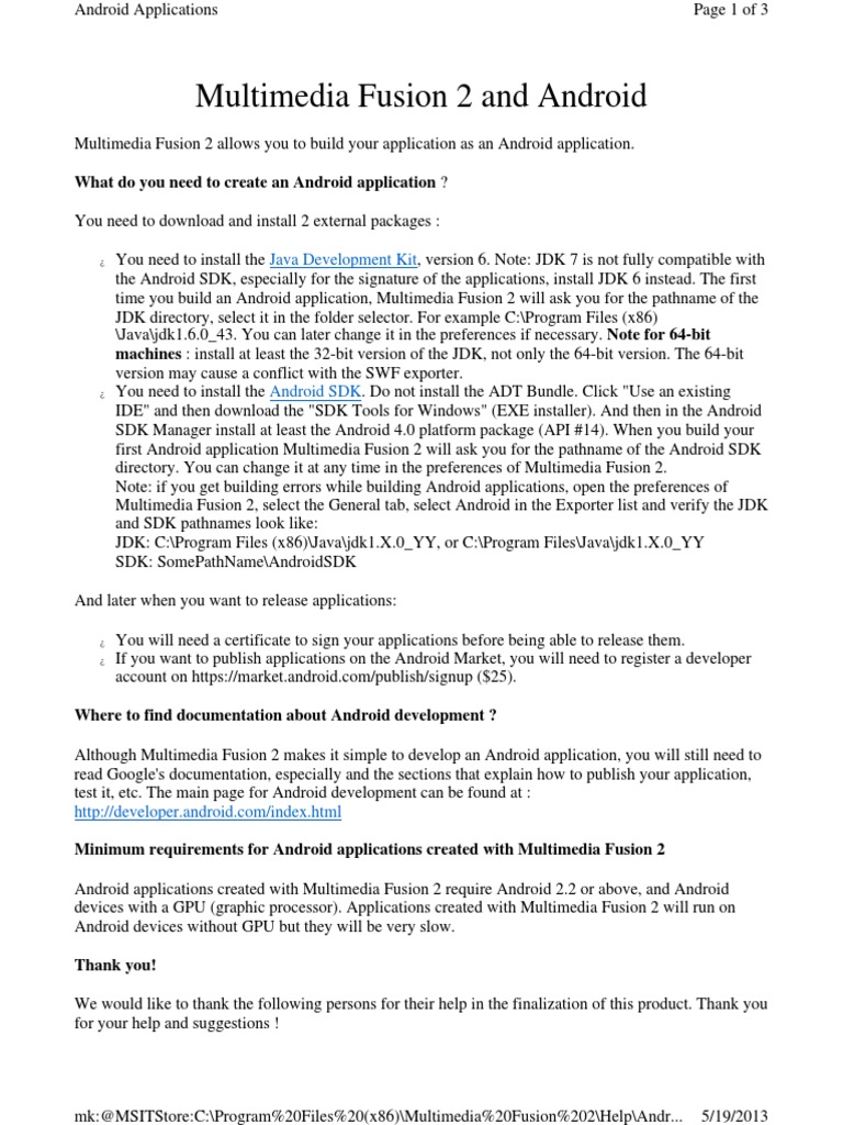 Multimedia Fusion 2 and Android: Java Development Kit | PDF | Ios ...
