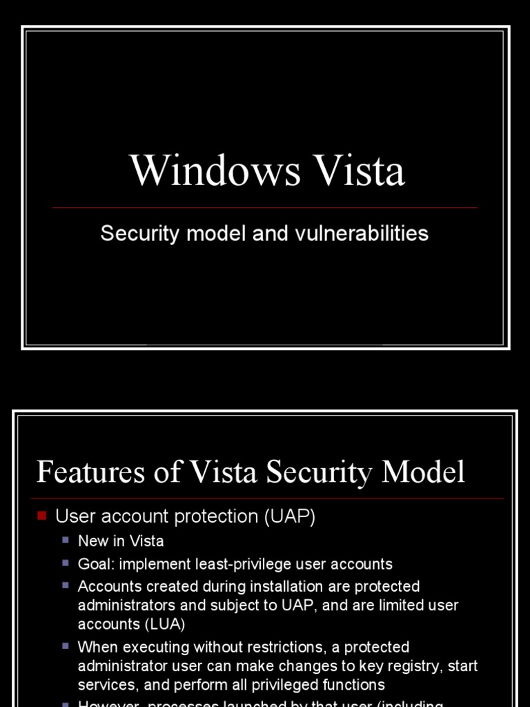 Windows Vista: Security Model and Vulnerabilities | Download Free PDF ...