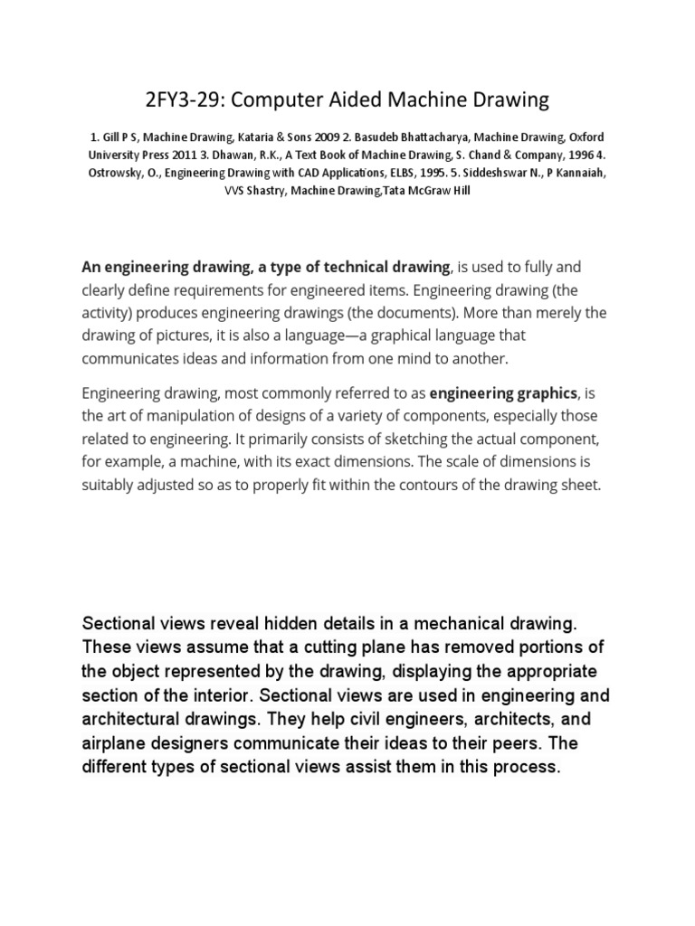 2FY3-29: Computer Aided Machine Drawing: An Engineering Drawing, A Type ...