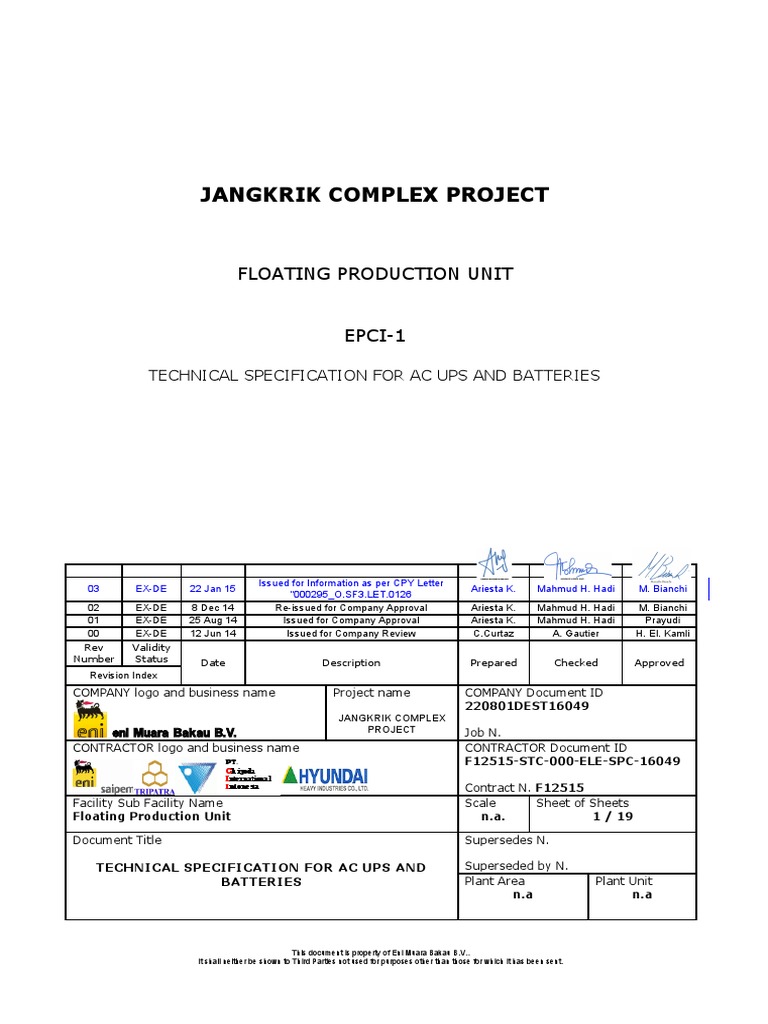 Jangkrik Complex Project: Floating Production Unit EPCI-1 | PDF ...