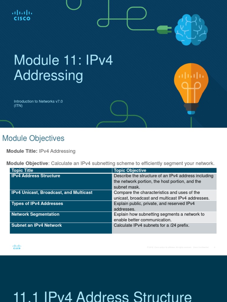 ITN - Module - 11 IPv4 Addressing For Mhs PDF | PDF | Ip Address | I Pv6