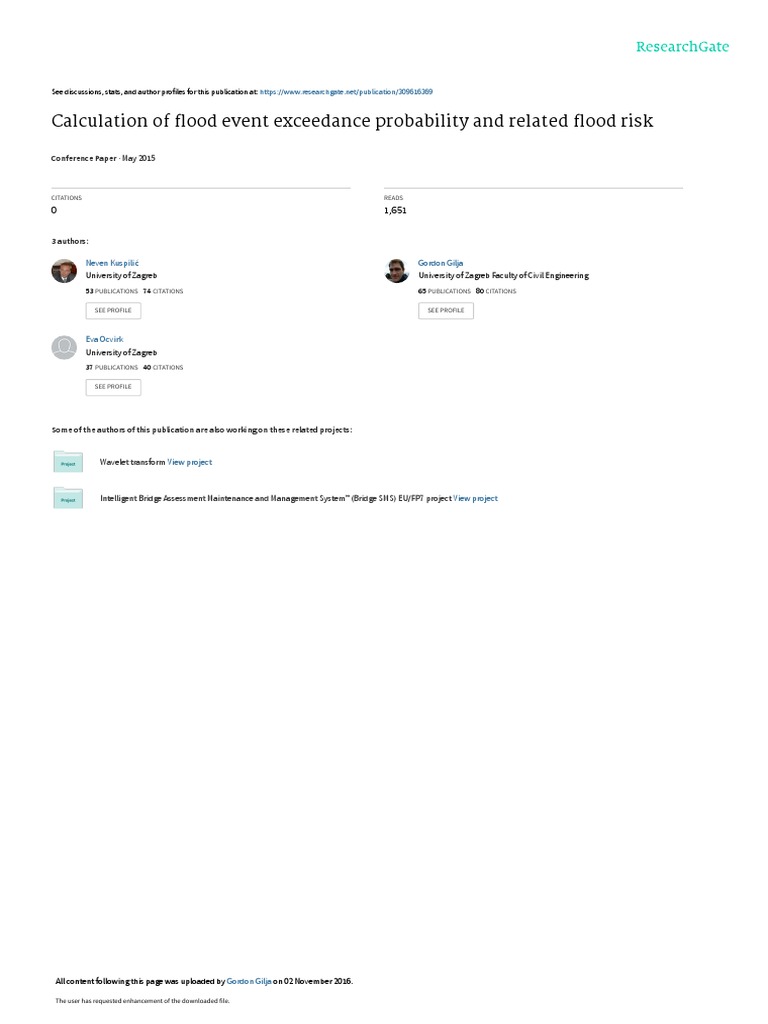 Calculation of Ood Event Exceedance Probability and Related Ood Risk ...