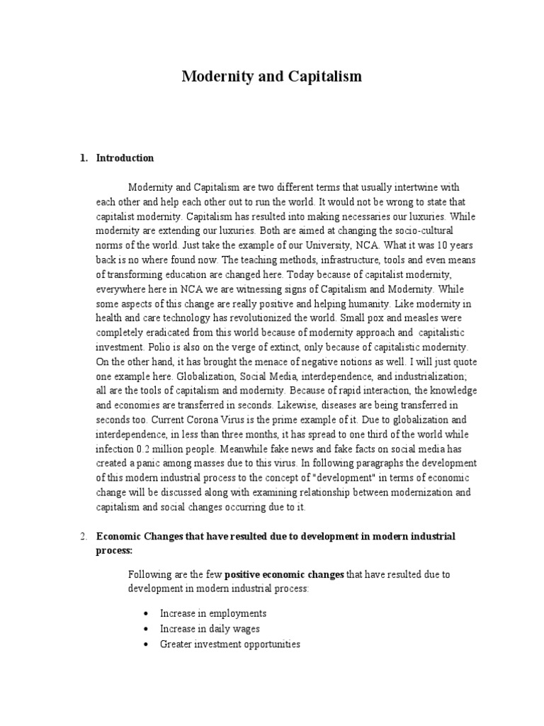 Impact of Capitalism on Modern Society | PDF | Modernity | Capitalism