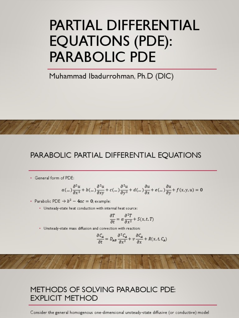 Partial Differential Equations (Pde) : Parabolic Pde: Muhammad ...