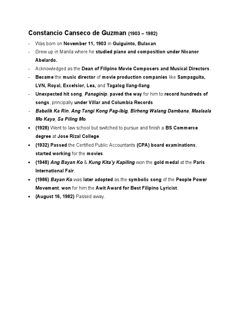 Constancio Canseco de Guzman | PDF