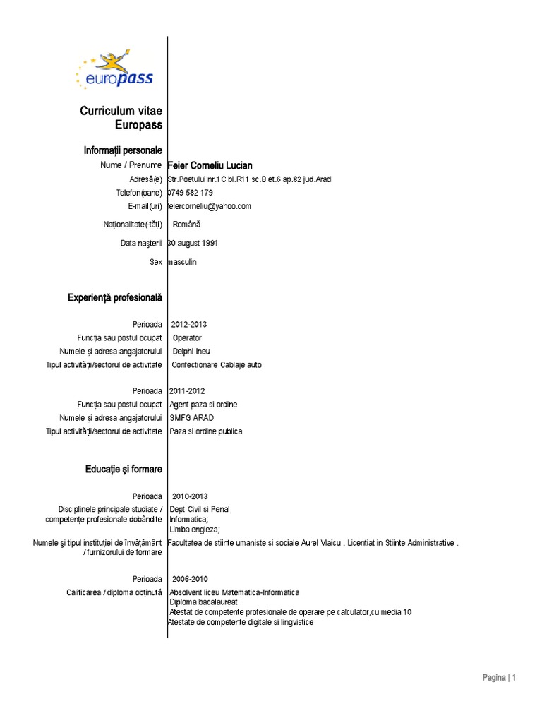 Feier Corneliu Lucian CV | PDF