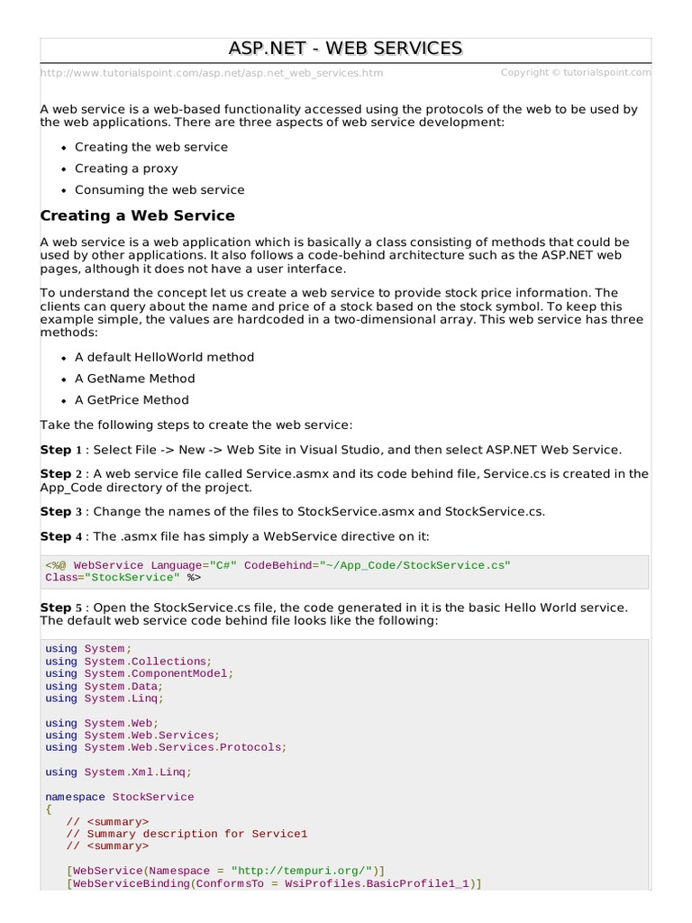 Asp Tutorial Notes and Web Services PDF | PDF | Web Service | Proxy Server