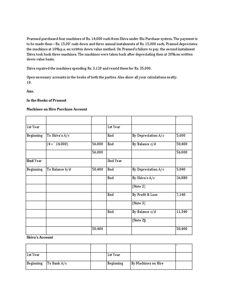 Hire Purchase Notes 10 Yr | PDF | Depreciation | Interest