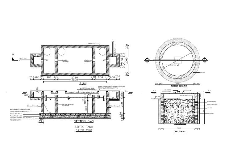 Plan of Soak Pit: Removable Cover 600x600 R.C.C R.C.C Slab | PDF ...