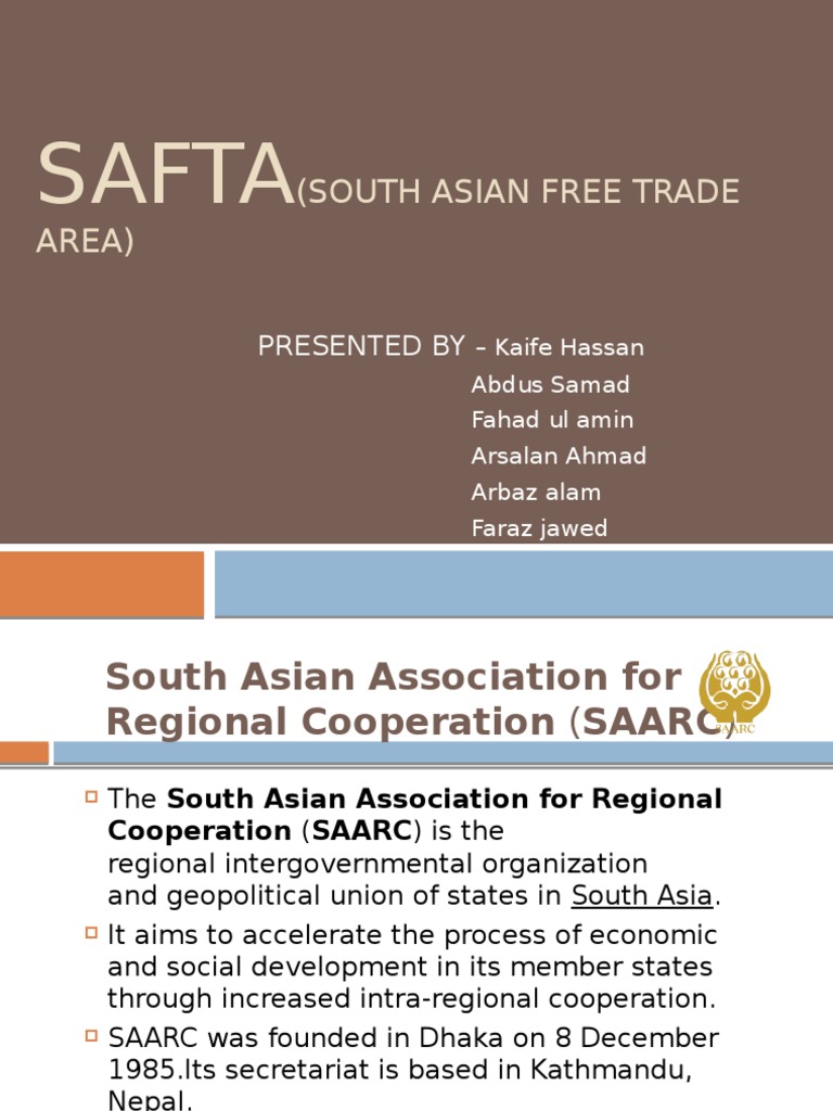 Safta: (South Asian Free Trade Area) | PDF | Economies | International ...