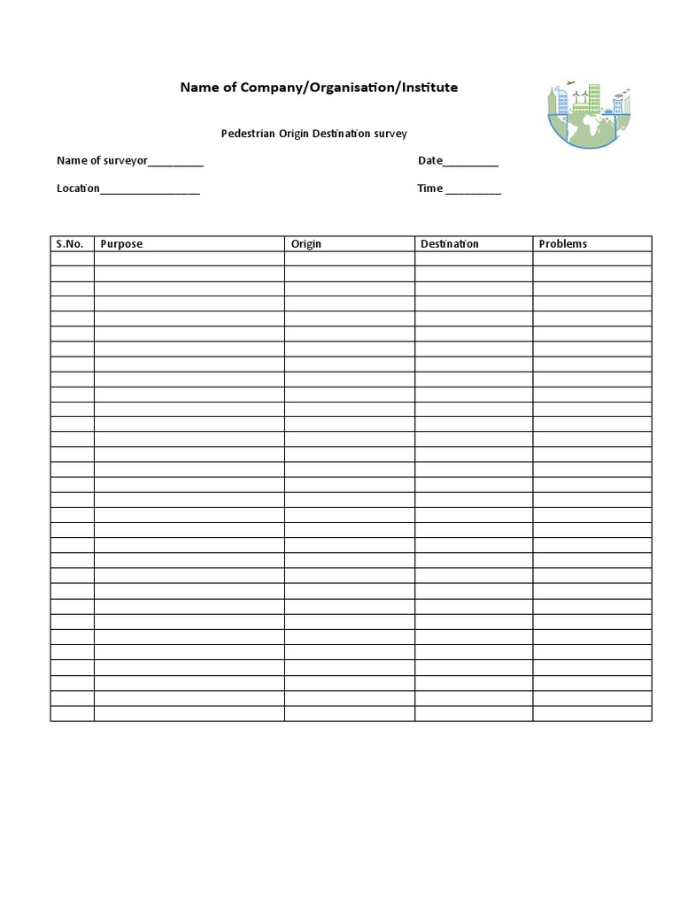 Pedestrian OD Survey Sample 1 | PDF