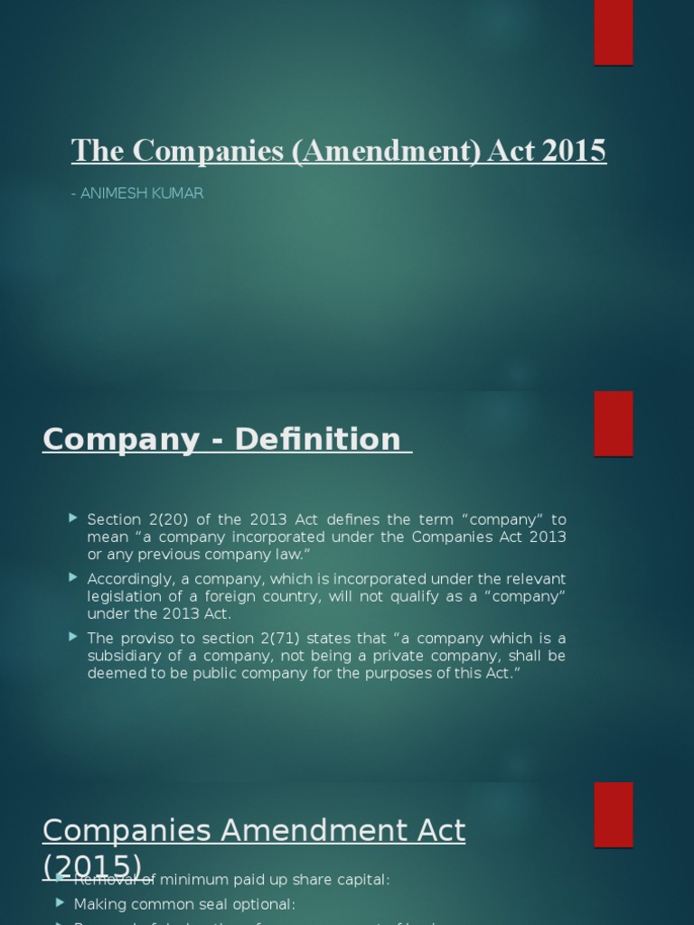 Companies (Amendment) Act 2015 Overview | PDF | Debenture | Companies