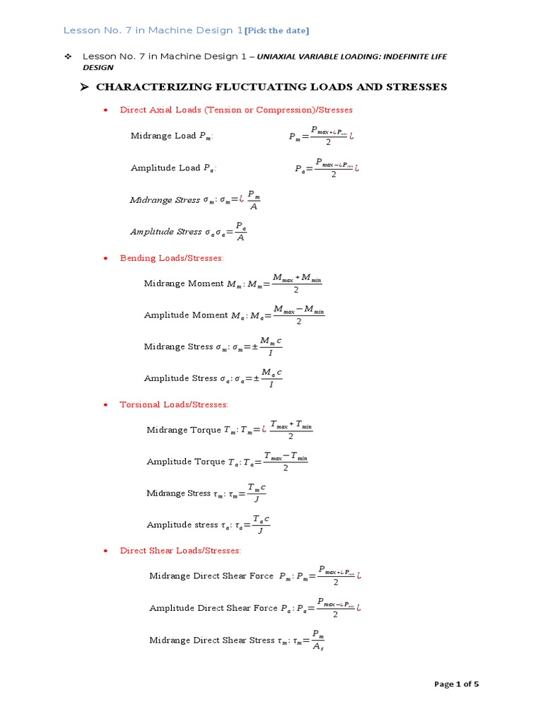 Lesson No. 7 in Machine Design 1 | PDF | Strength Of Materials | Stress ...