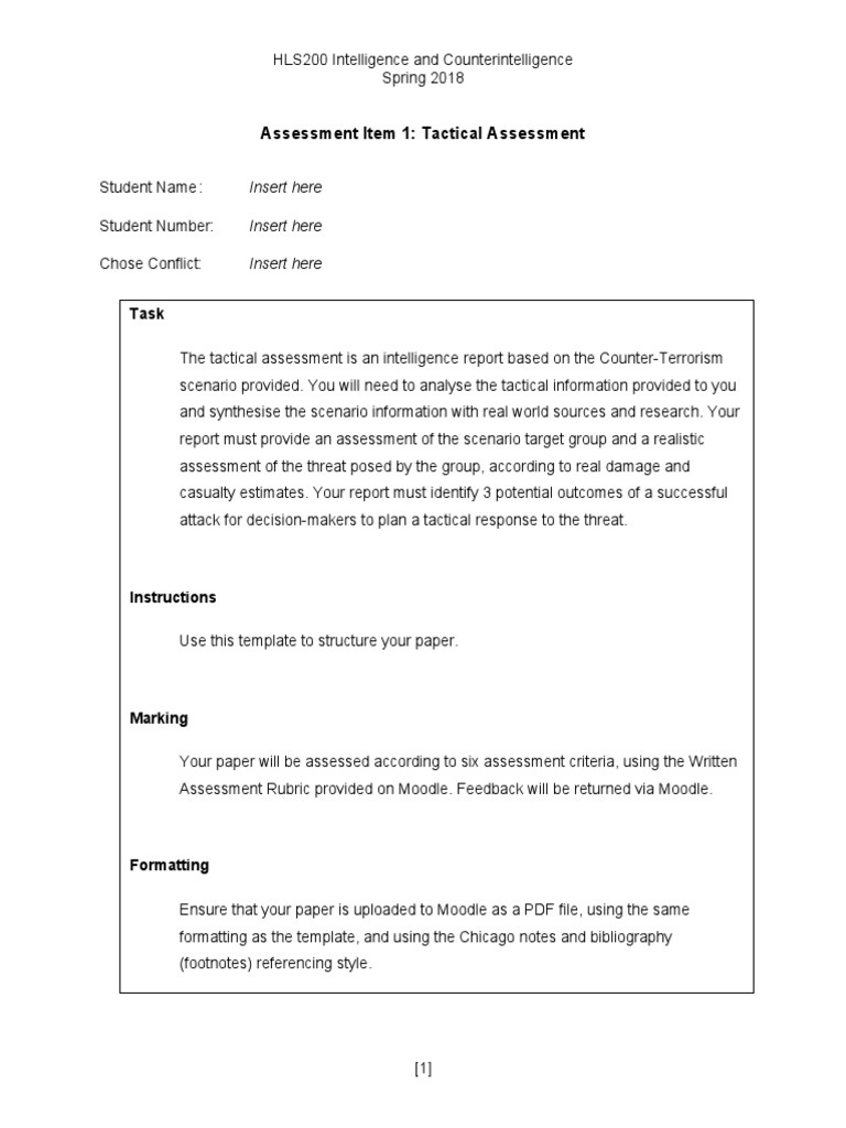 Assessment Item 1: Tactical Assessment: Insert Here Insert Here Insert ...