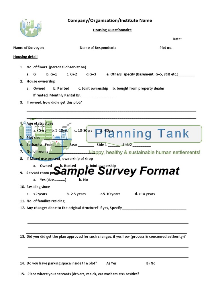 Household Survey Questionnaire Editable Sample 1 | PDF | Buildings And ... Household Survey Questionnaire Editable Sample 1 | PDF | Buildings And ...