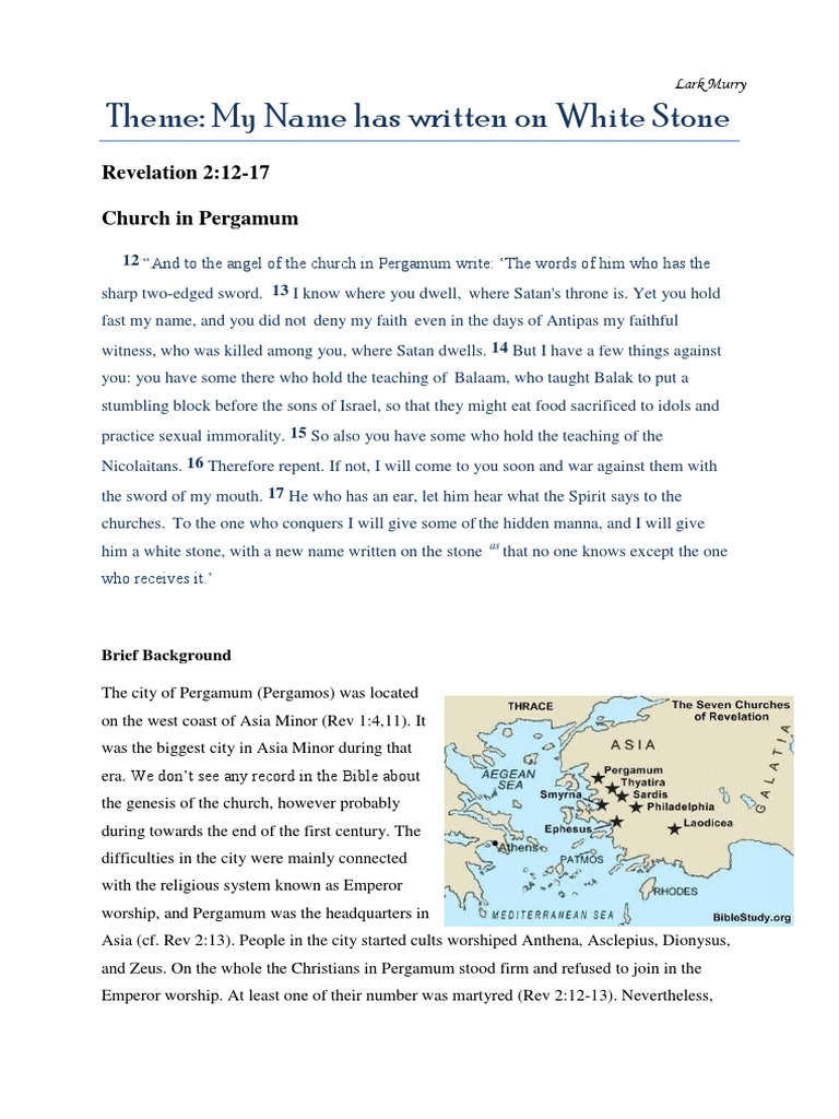 Revelation 2: 12-17 "Church in Pergamum" | PDF | Jesus | Religious ...