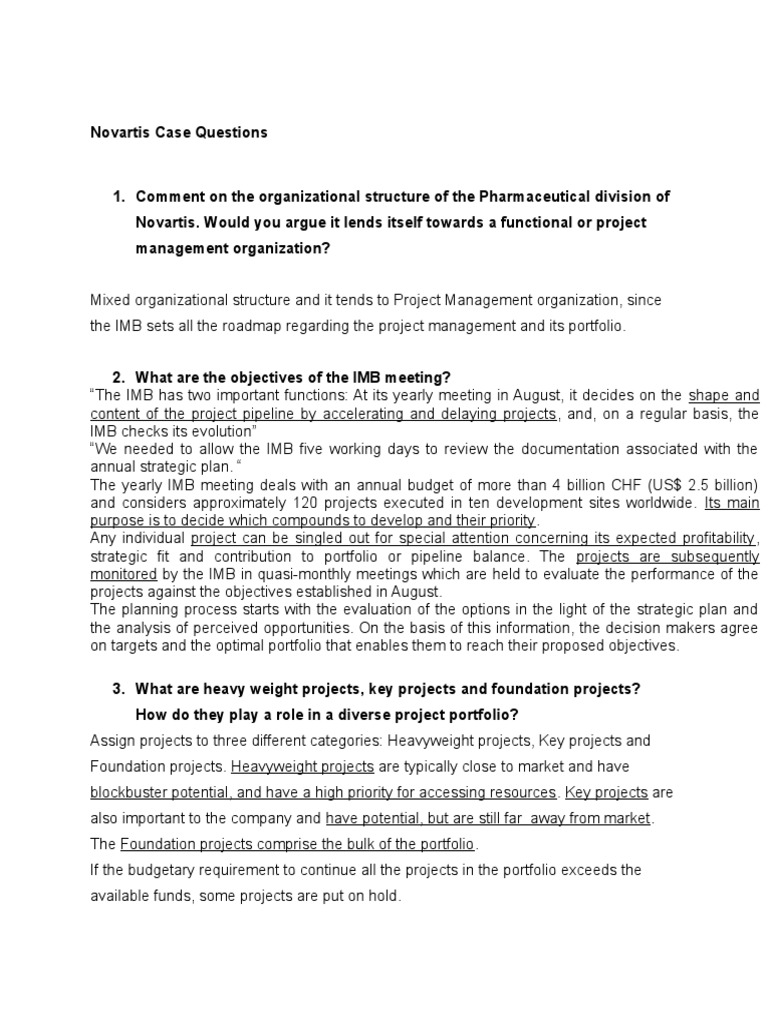 Novartis Case Questions | PDF | Generic Drug | Net Present Value