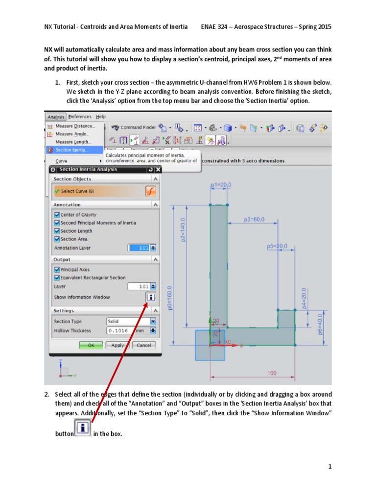 NX Tutorial - Centroid and Area Moments of Inertia | PDF | Finite ...