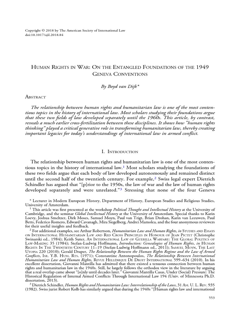 Human Rights in War On The Entangled Foundations of The 1949 Geneva ...