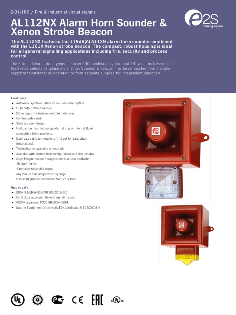 AL112NX Alarm Horn Sounder & Xenon Strobe Beacon | PDF | Nature