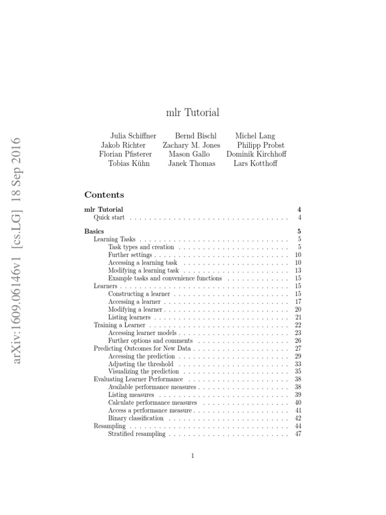 mlr3 Tutorial | PDF | Statistical Classification | Cluster Analysis
