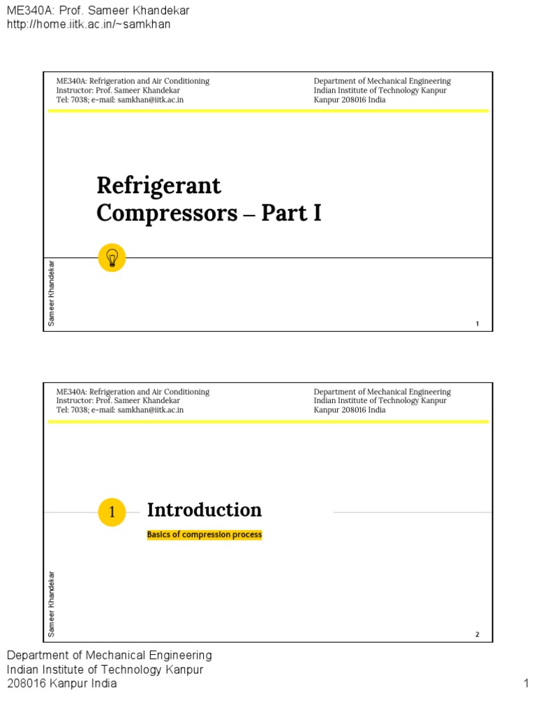 Refrigerant Compressors - Part I: Basics of Compression Process | PDF ...