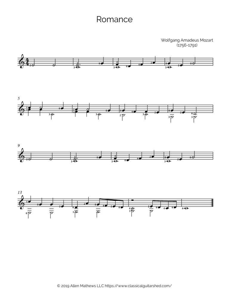 Romance: Wolfgang Amadeus Mozart (1756-1791) | PDF | Rhythm | Musical Forms