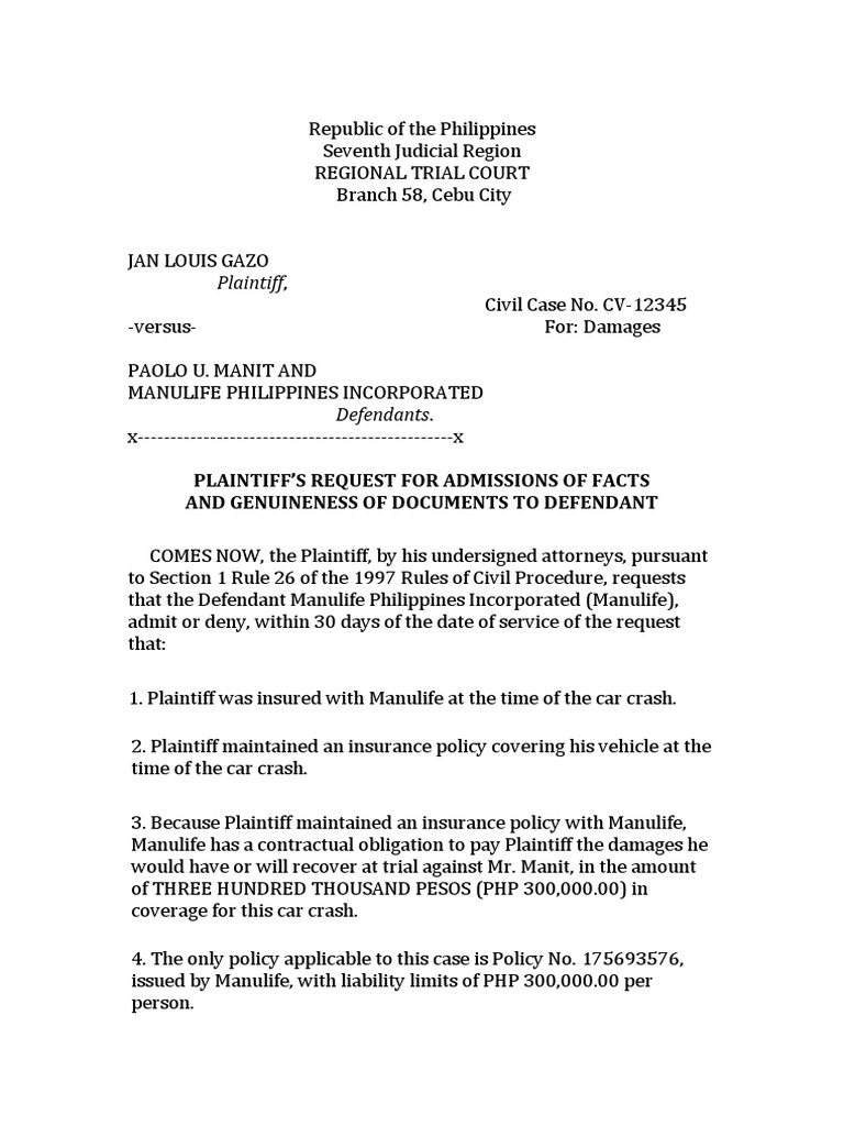 Legal Forms - Request For Admission | PDF | Liability Insurance ...