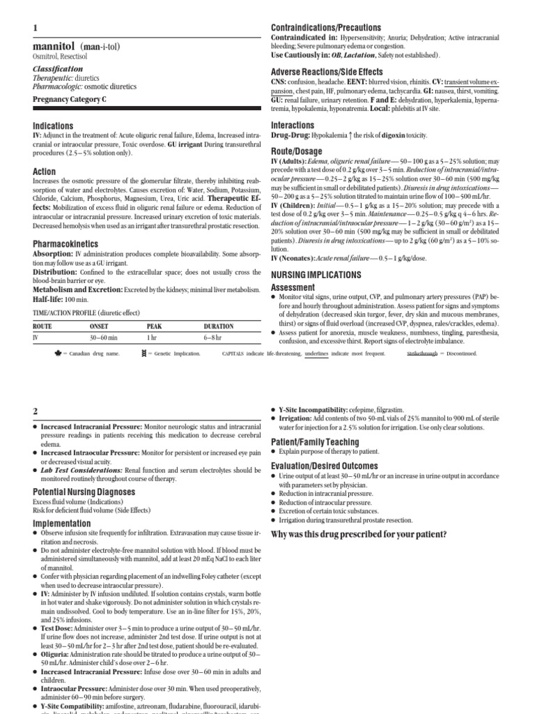 Mannitol PDF | PDF | Drugs | Medical Specialties