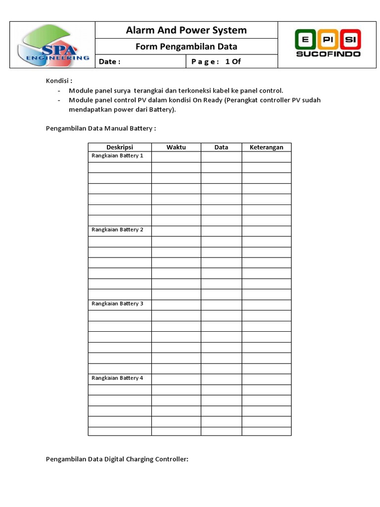 Alarm and Power System: Form Pengambilan Data | PDF | Science ...