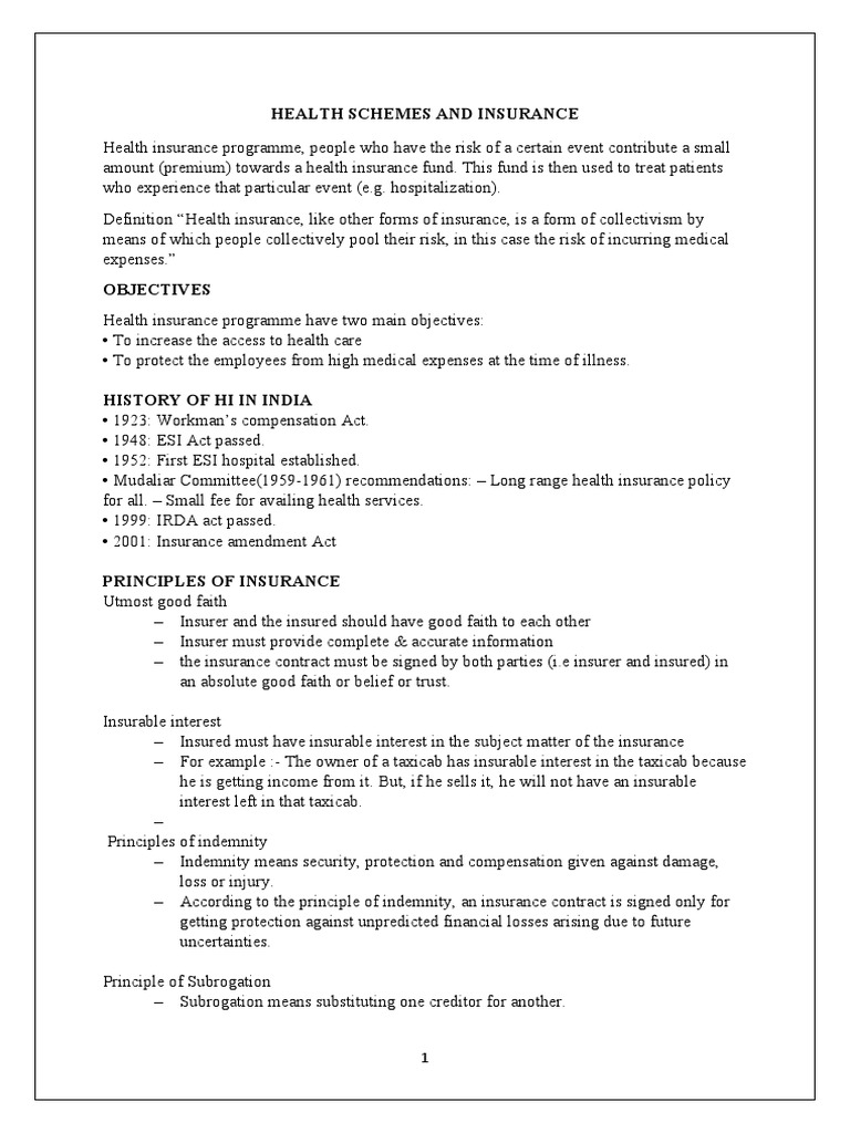 Health Schemes | PDF | Insurance | Employment