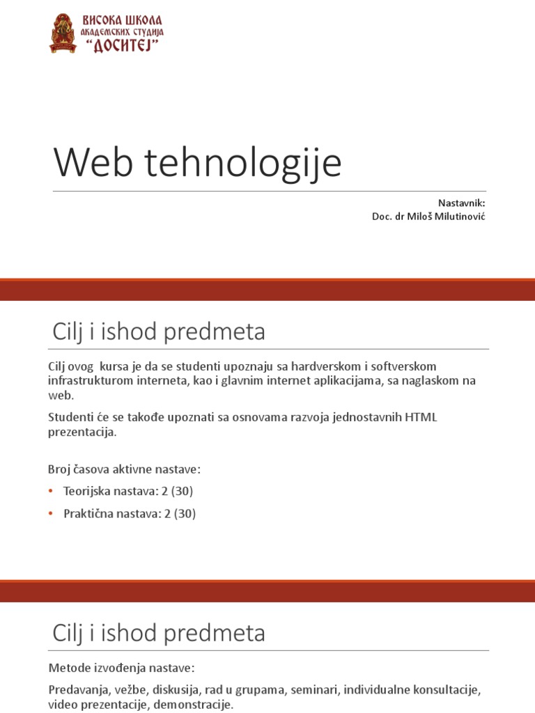 Uvod U Web Tehnologije PDF | PDF