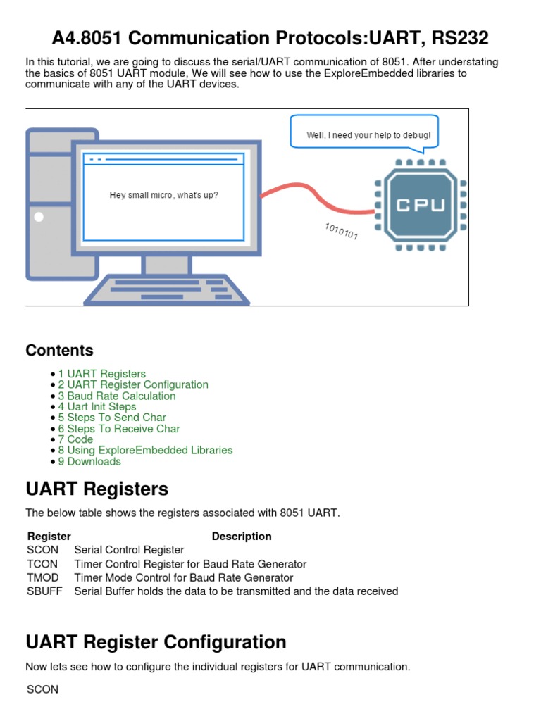 A4.8051 Communication Protocols - UART, RS232 | Download Free PDF ...