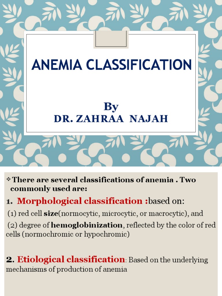 Lec 2 Anemia Classification1 | PDF | Anemia | Hematology