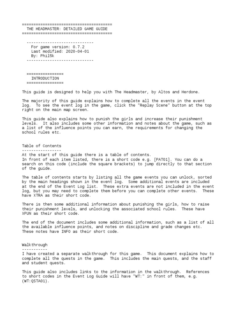 Guide to Completing Events and Increasing Punishments in The Headmaster ...