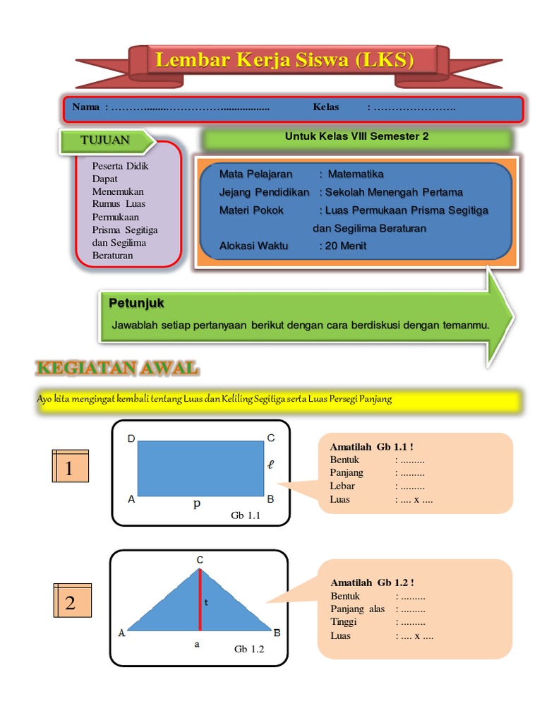 LKPD Volume Prisma Dan Limas PDF | PDF | Metode & Bahan Ajar