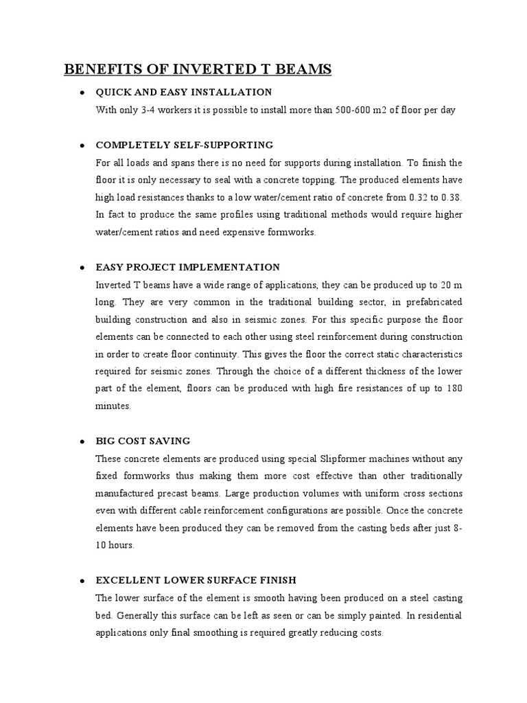 Benefits of Inverted T Beams | PDF | Concrete | Beam (Structure)