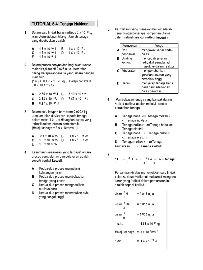 Tutorial Soal dan Jawaban Energi Nuklir | PDF