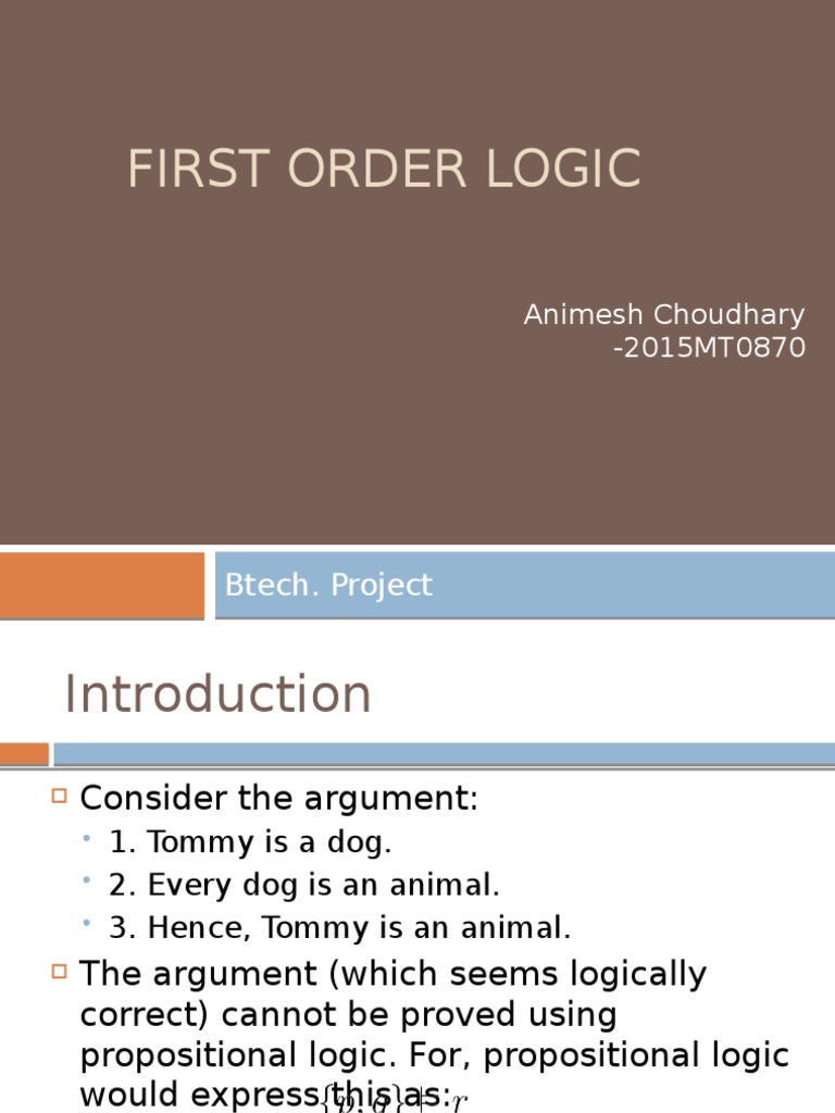 First Order Logic Btech Project Pdf Interpretation Logic First Order Logic