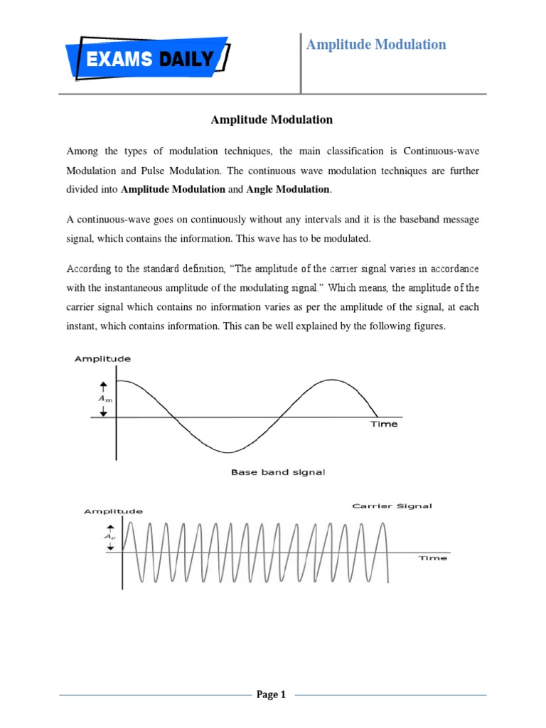 An In Depth Explanation Of Amplitude Modulation Modulating Signals Carrier Waves Mathematical