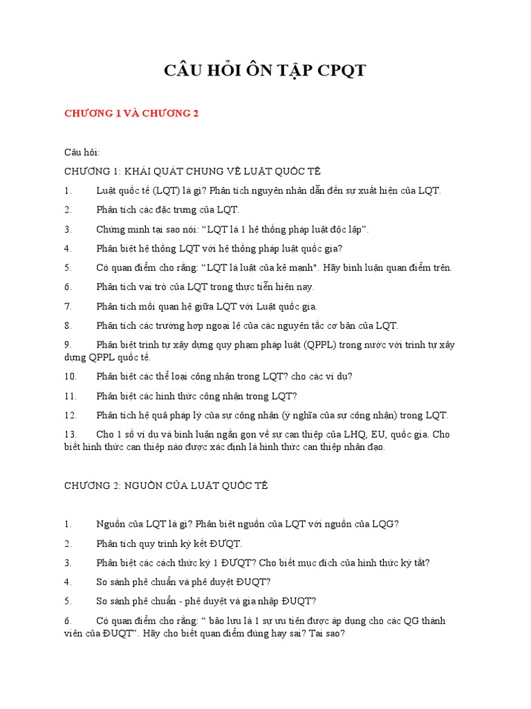CÂU HỎI ÔN TẬP CPQT | PDF