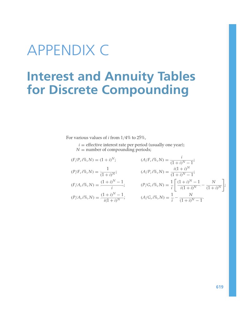 Interest and Annuity Tables For Discrete Compounding | PDF | Actuarial Science | Interest