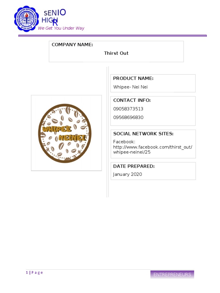 Entrep Business Plan | PDF | Coffee | Drink